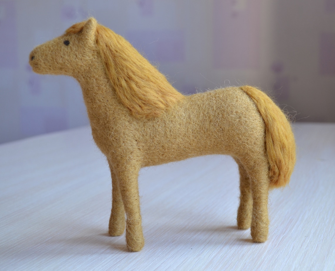 Felt Horse Toy Felt Animals Needle Felted Mare and Foal Figurine Bay ...