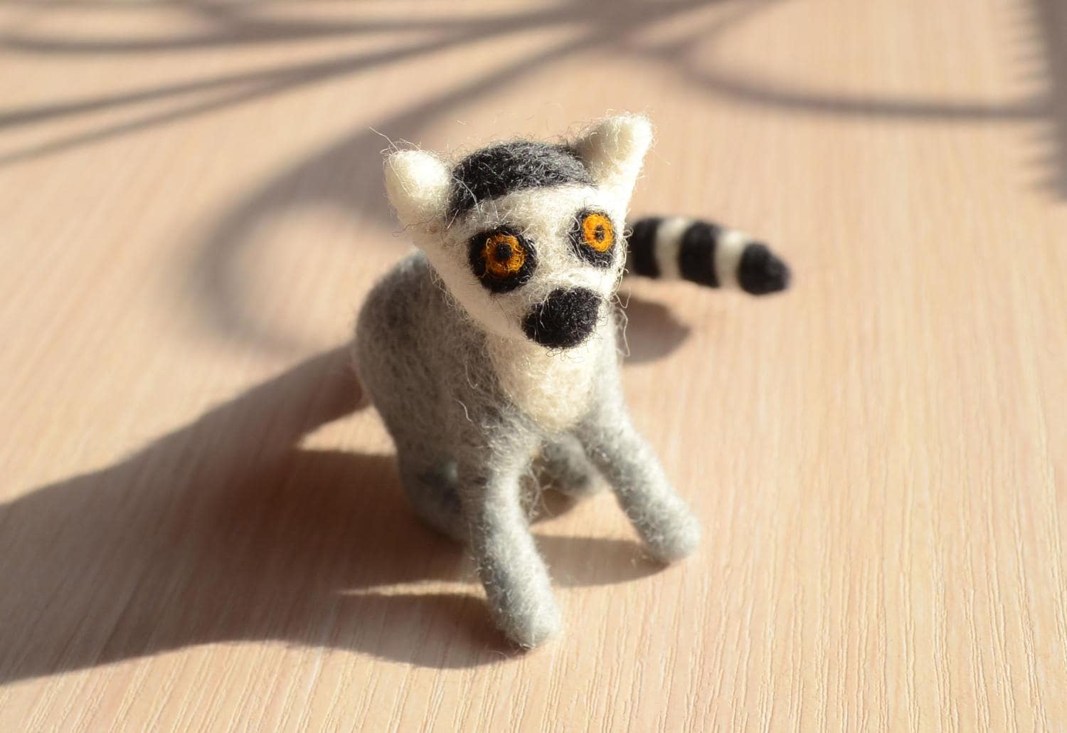 Lemur Figurine Needle Felted Animal Felt Animals Felt Lemur Soft Toy ...