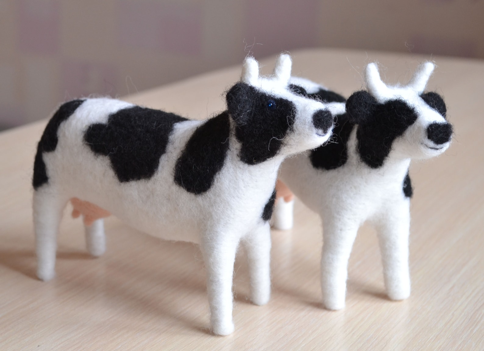 Felt Cow Toy Felt Animals Needle Felted Holstein Cow Wool | Etsy