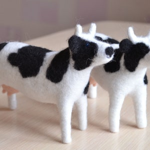 Felt Cow Toy Felt Animals Needle Felted Holstein Cow Wool - Etsy