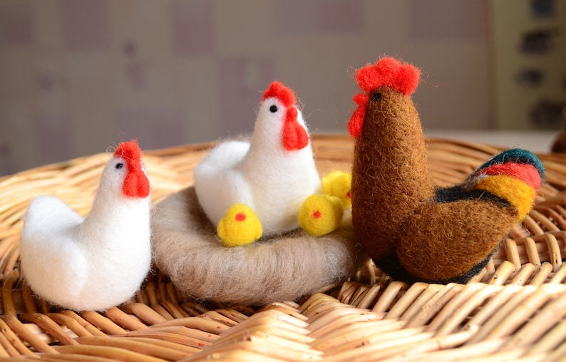 Felt Chicken Toу Needle Felted Hen Doll Felt Soft Animals Hen - Etsy