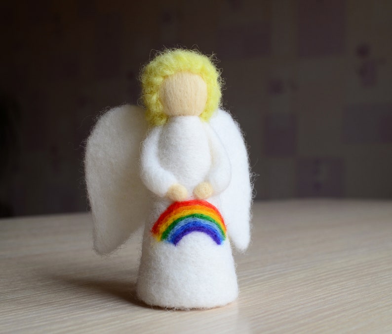 Wool Angel Doll Felt Angel With Raibow Guardian Angels Needle | Etsy