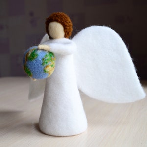 Guardian Angel Angel With Earth Angel Doll Needle Felted Big White ...