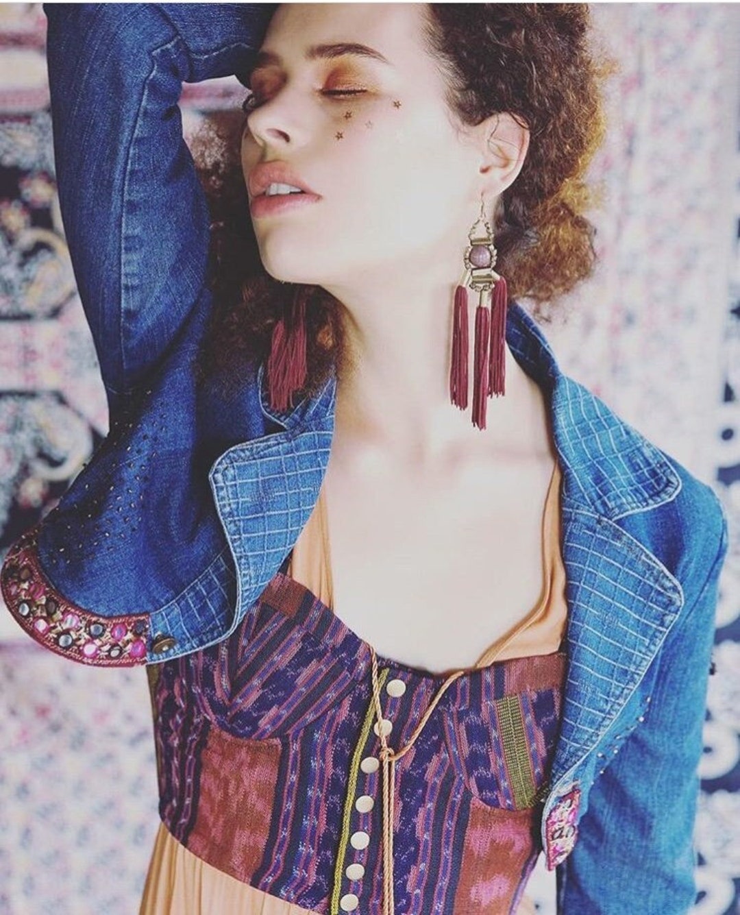 Embellished Upcycled Denim Vest: Boho Hippie Jean Jacket (S/M) - Etsy