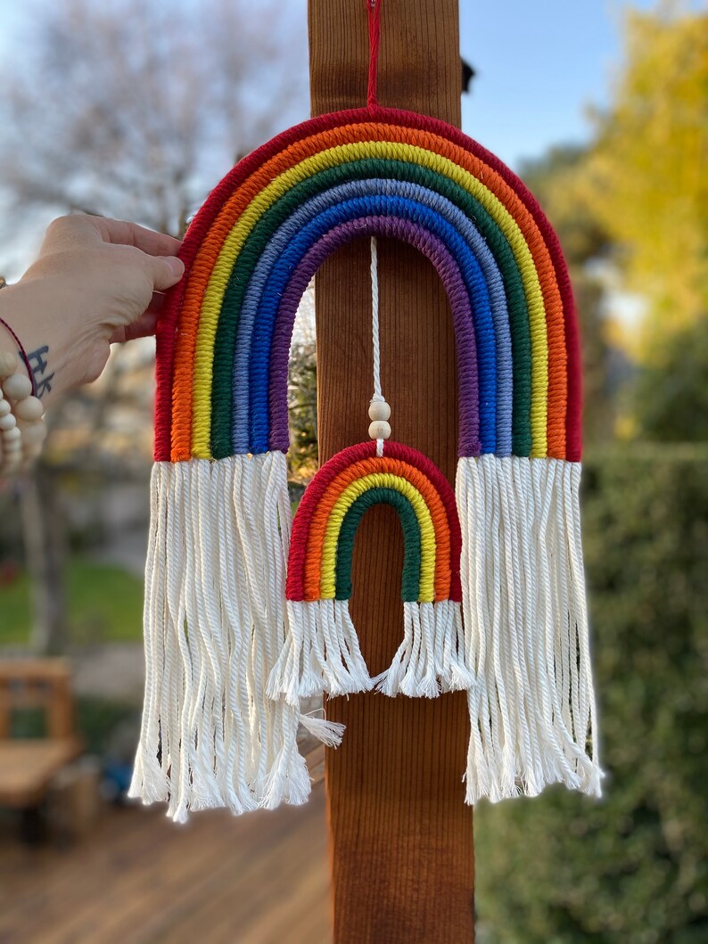 Large Macrame Rainbow Wall Hanging Boho Nursery Decor - Etsy