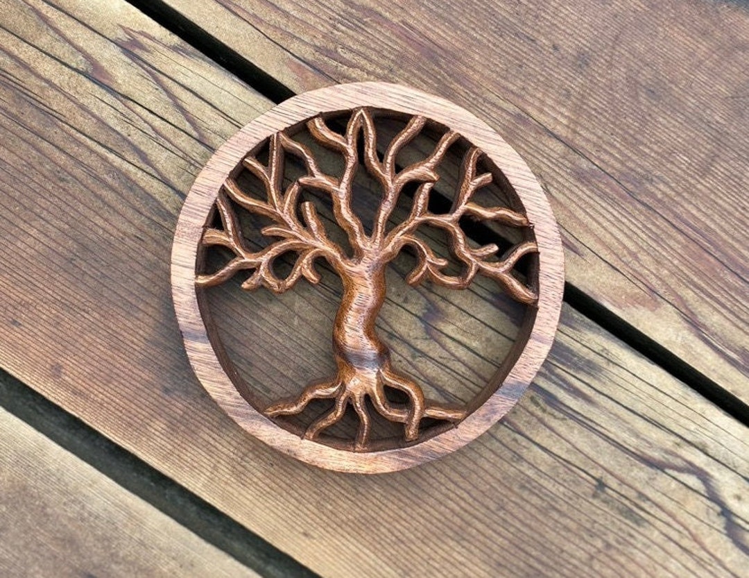 Hand Carved Wood Tree of Life Wall Art Boho Decor - Etsy