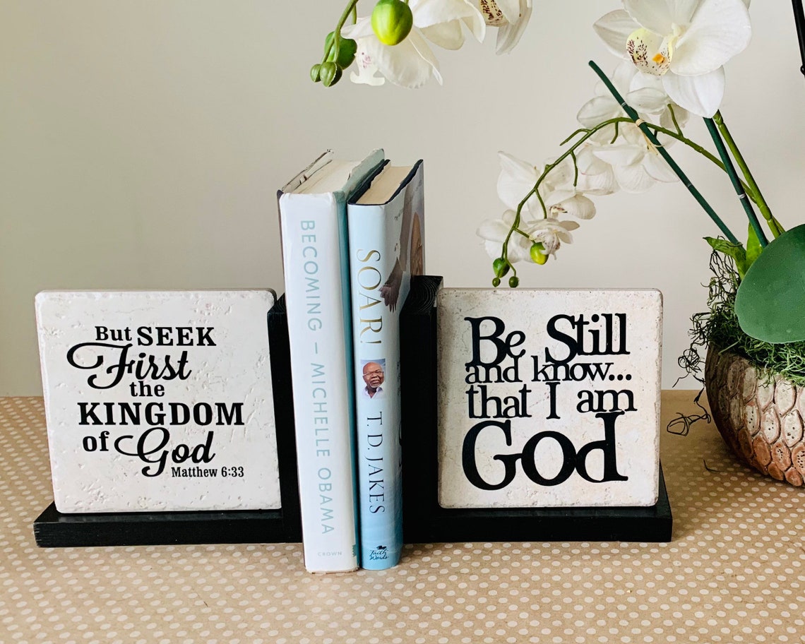 Choose 2 Bible Verses - Wood/natural Stone Bookends - Etsy