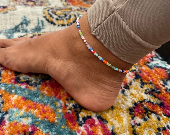 Beaded Anklet, Anklet for Summer, Colorful Anklet, Fun Anklet - Etsy