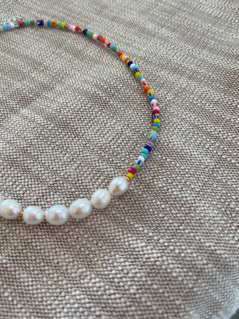 Trendy Half Pearl Necklace, Half Beaded Necklace, Freshwater Pearl ...