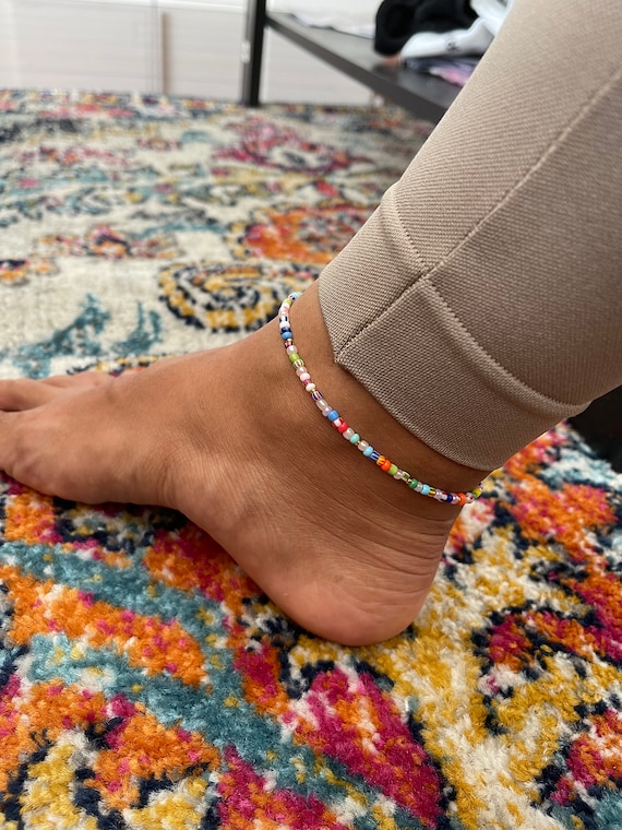 Beaded Anklet Anklet for Summer Colorful Anklet Fun Anklet - Etsy