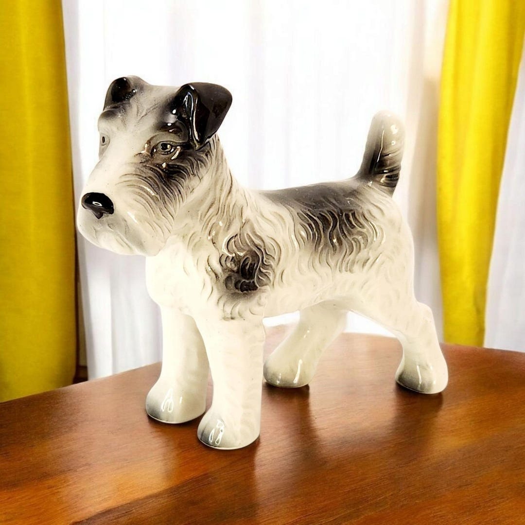 VTG Nippon Yoko Boeki Wire Haired Fox Terrier Dog Figurine Porcelain ...