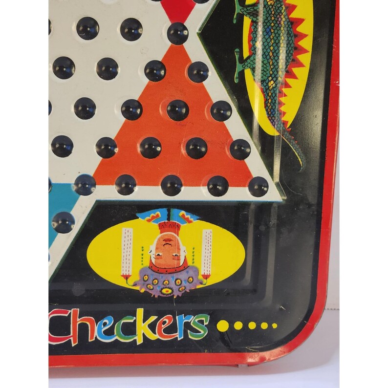 VTG Hop Ching Chinese Checkers Metal Tin Litho Game Board Lid PRESSMAN ...