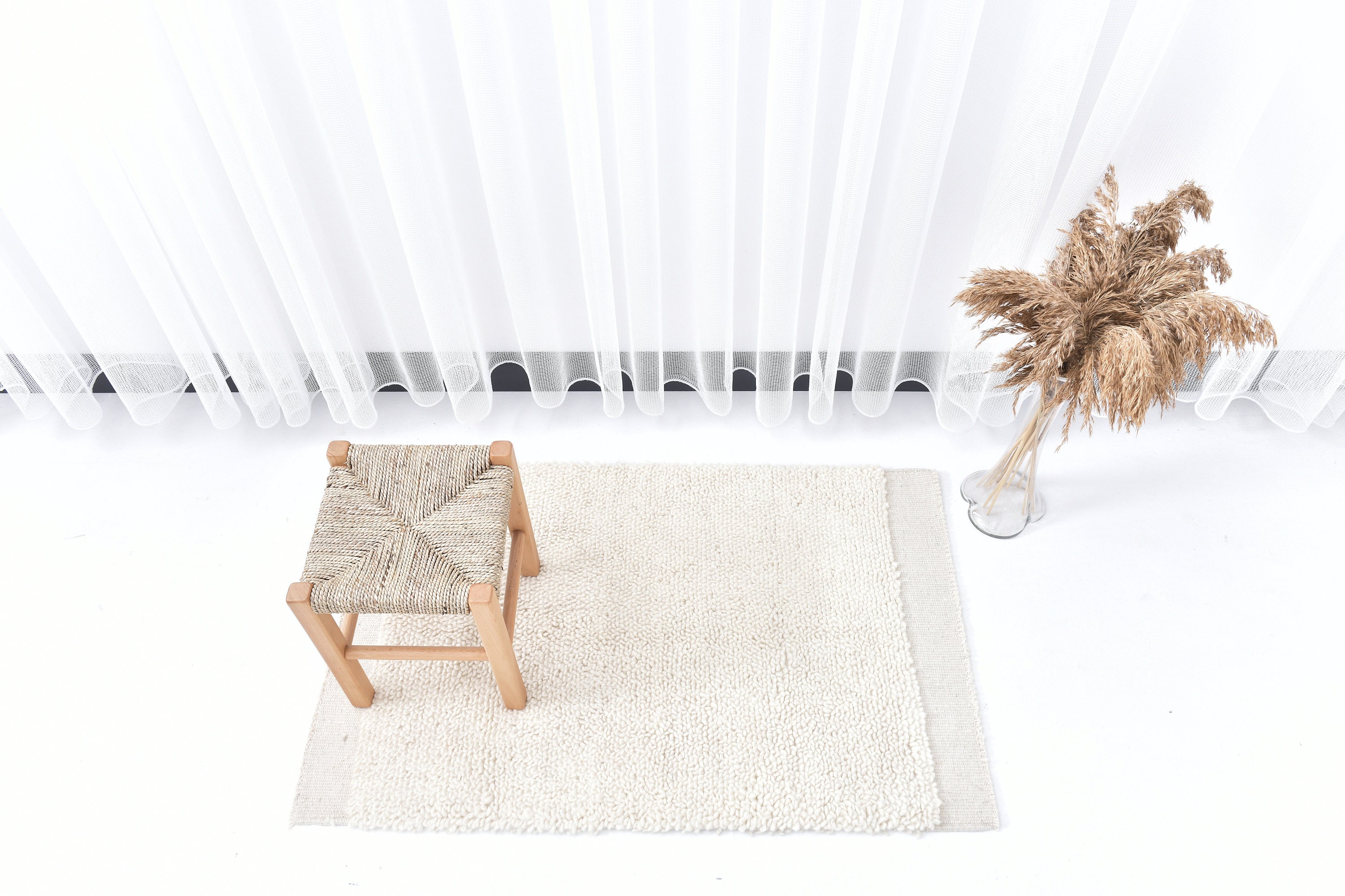 2x3 Rug, Small Handwoven White Rug, White Wool Rug, Bathroom Rug ...