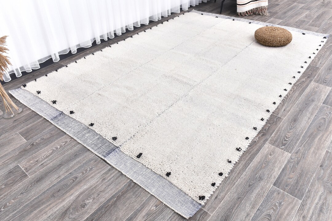 7x10 Feet White Rug, Mohair Wool Rug Area Wool Rug, White Large Area ...