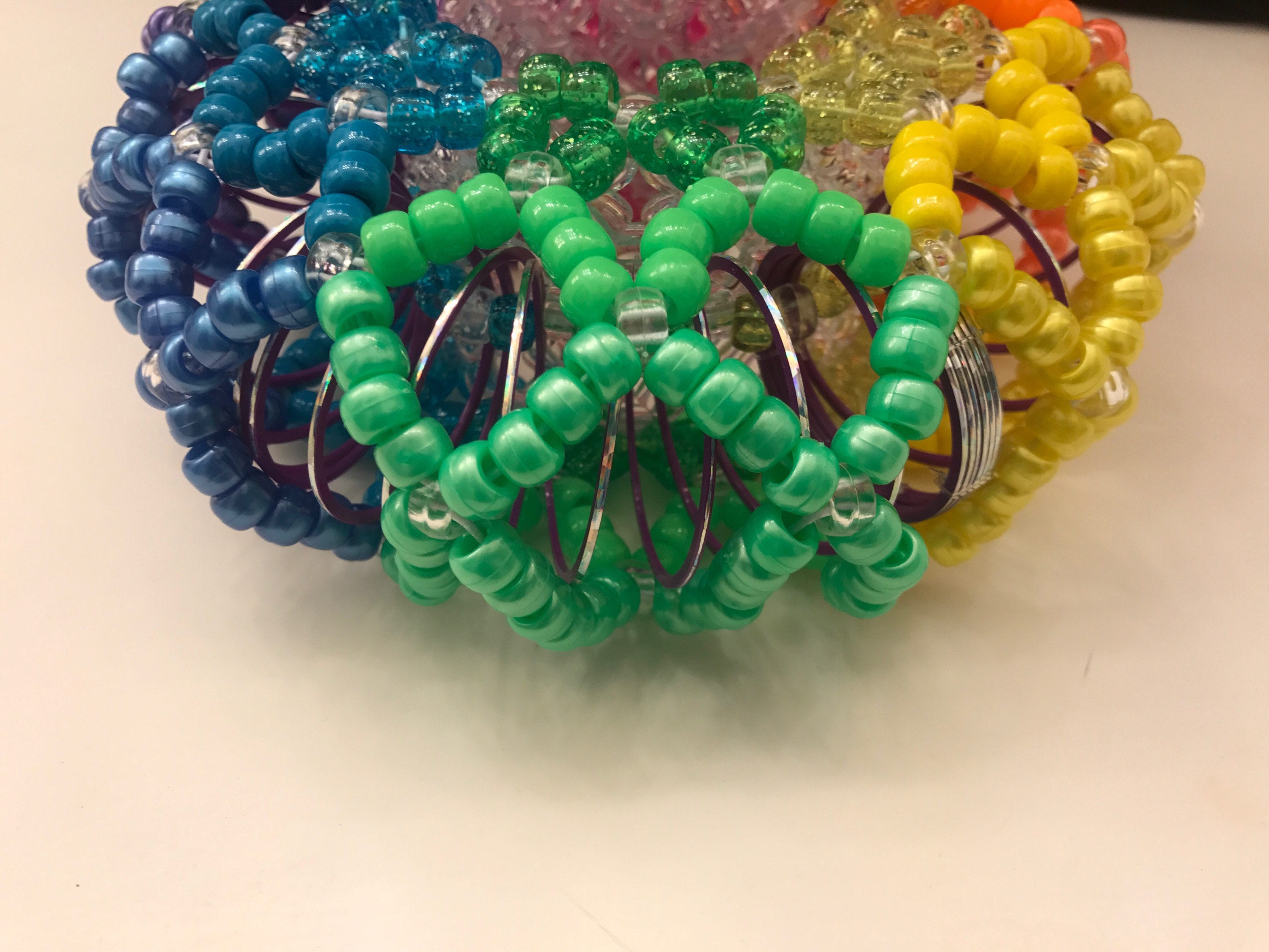 Triple Rainbow Slinky Kandi Cuff | Etsy