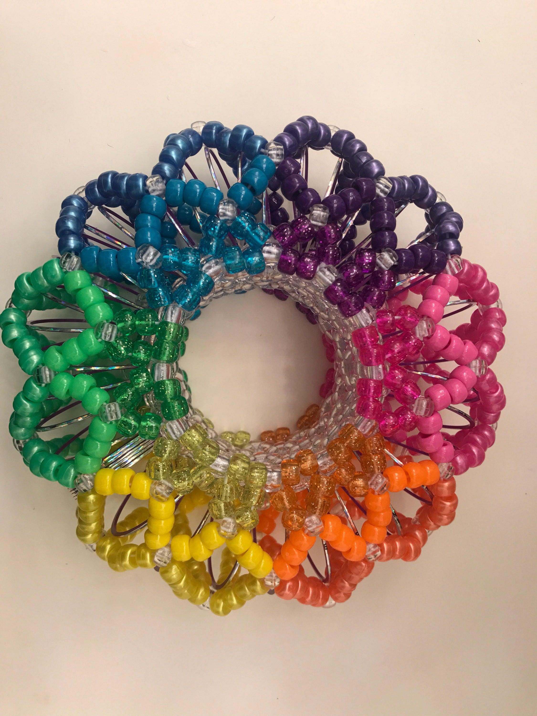 Triple Rainbow Slinky Kandi Cuff | Etsy