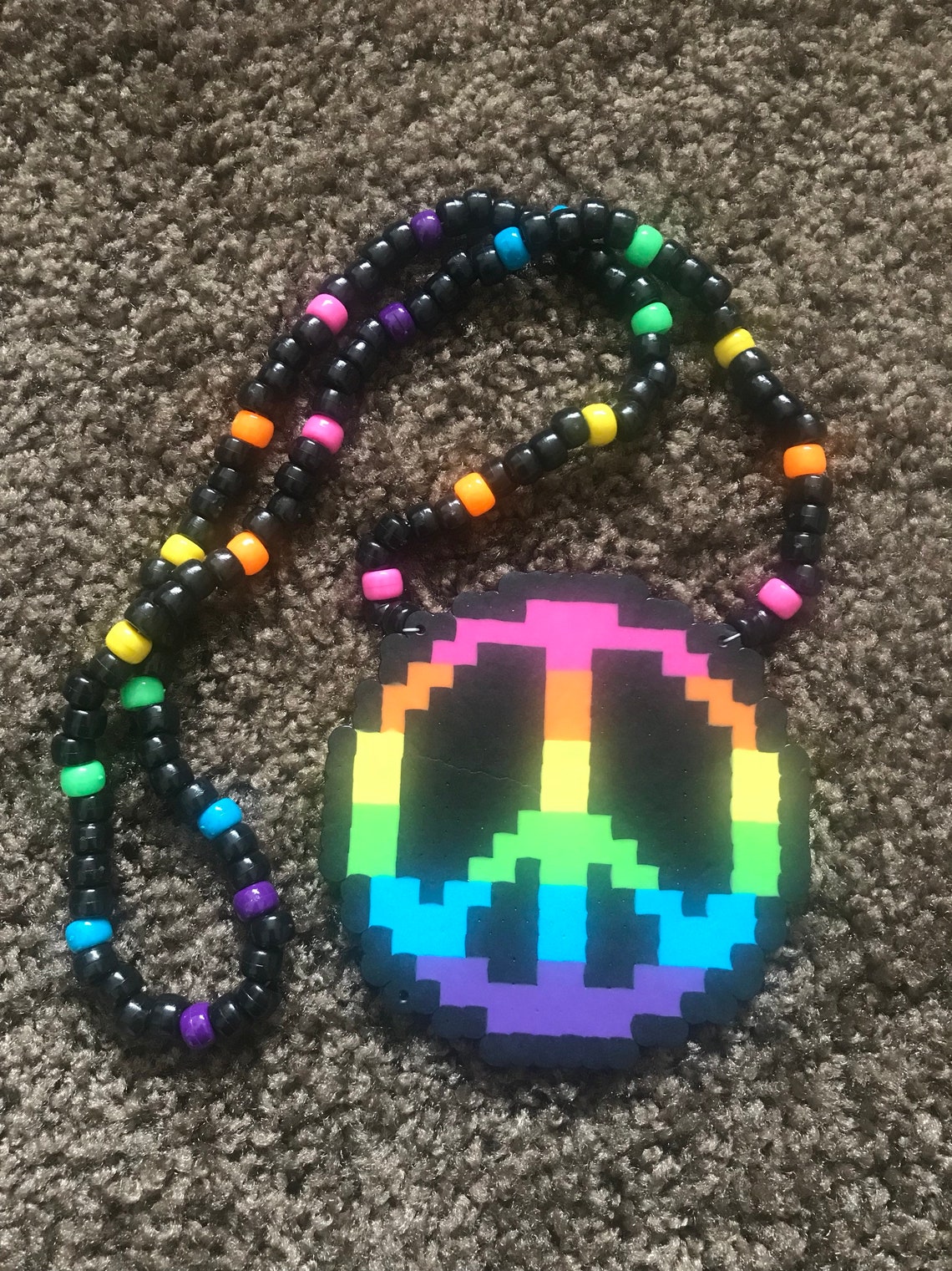 Rainbow Peace Sign Kandi Perler - Etsy