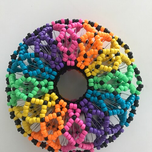 3D Kandi Cuff Blue Stars Disc Style Neon Rainbow Bracelet - Etsy