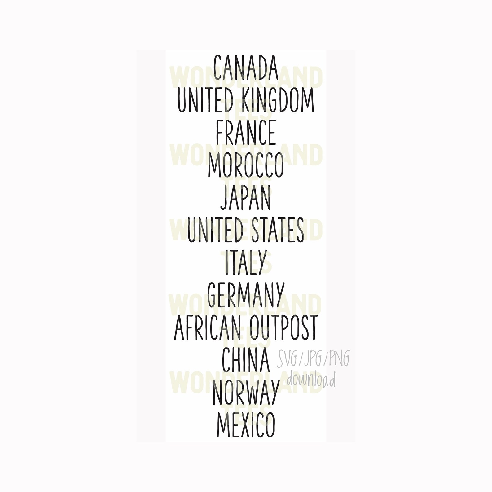 Epcot World Showcase Country List Digital Download / SVG / JPEG / PNG ...