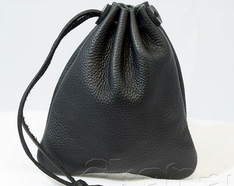 Leather Drawstring Pouch - Etsy