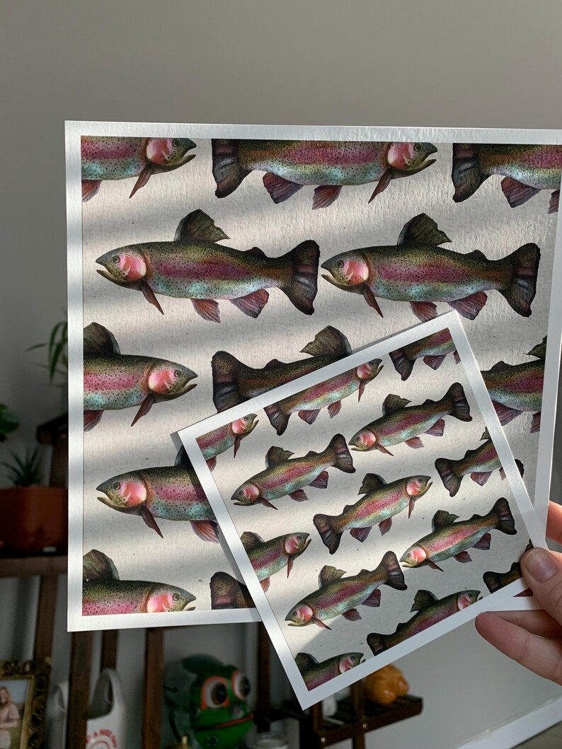 Rainbow Trout Pattern Art Print: Fishing Illustration - Etsy