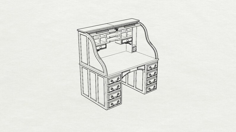 Edwardian Roll Top Desk Micro Scale Dollhouse Furniture 1/48 1:48 - Etsy UK
