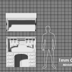 Edwardian Roll Top Desk Micro Scale Dollhouse Furniture 1/144 1:144 - Etsy