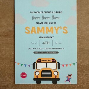 Bus Birthday Invitation - Etsy