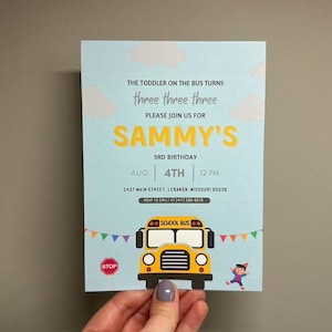 Bus Birthday Invitation - Etsy