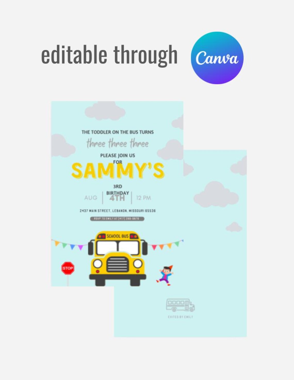 Bus Birthday Invitation - Etsy