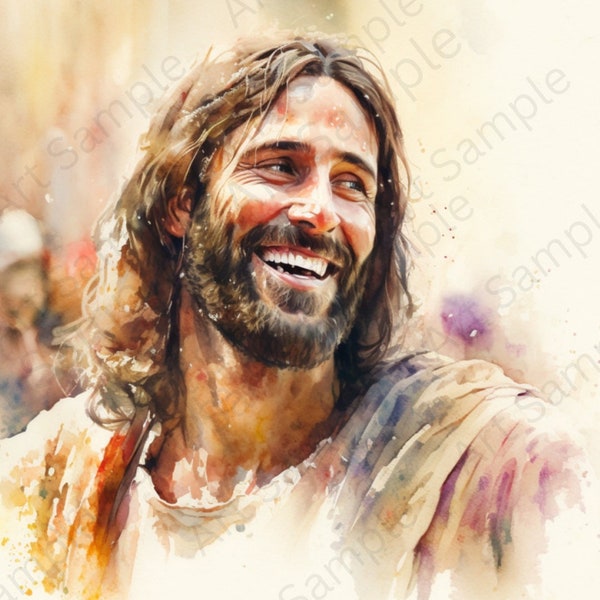 Jesus Christ Poster Print, Christian Art, Smiling Jesus Christ, Gift ...