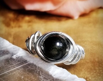 Obsidian rings | Etsy