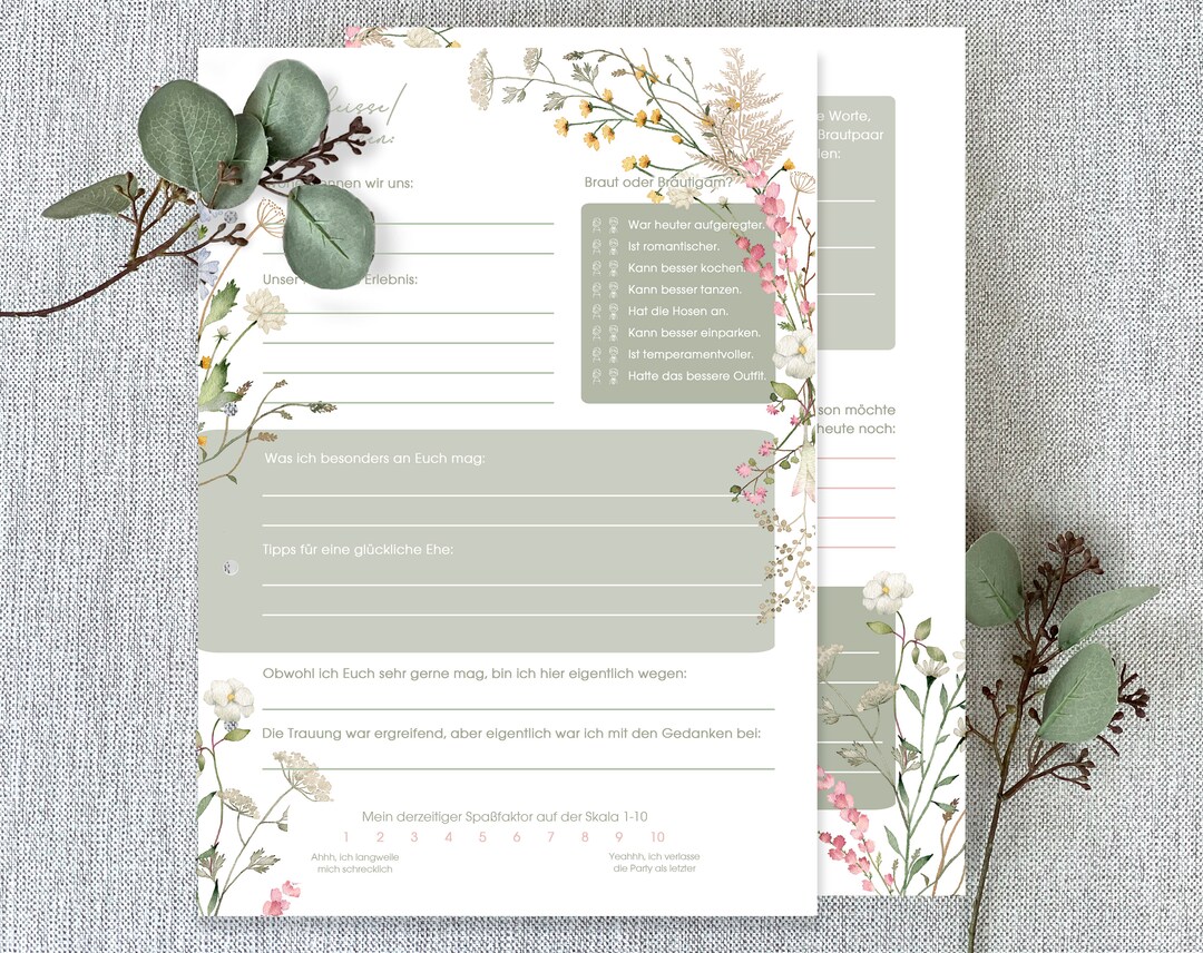Guest Book Pages, Guest Book Cards, Inside Pages for Guest Book, A4 ...