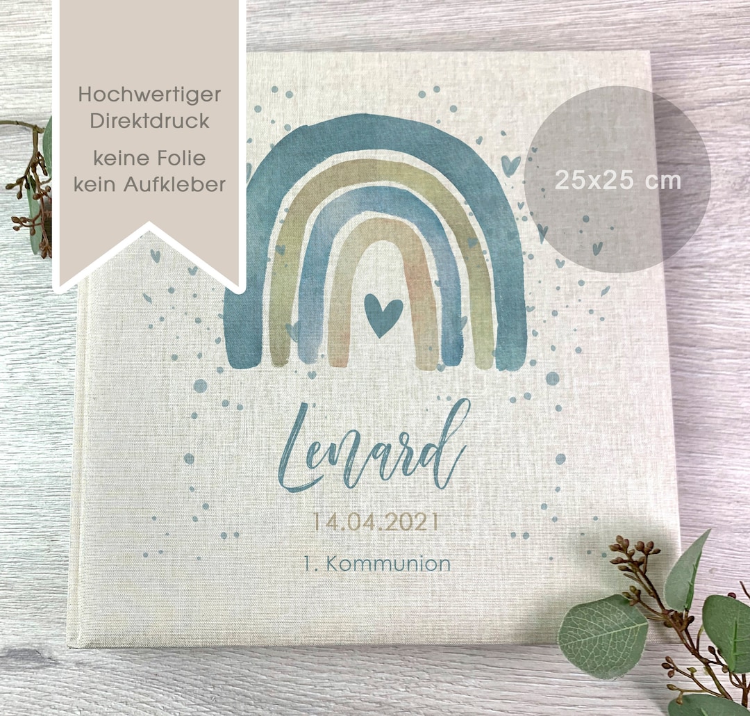 Photo Album, Baptism, Personalized, Child, Memory Album, Rainbow, Gift ...