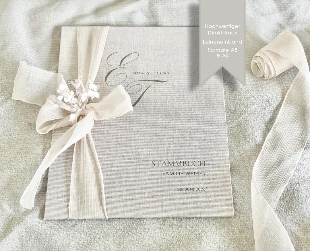 Exklusives Stammbuch "Emma & Tobias", personalisiert, Familienstammbuch ...
