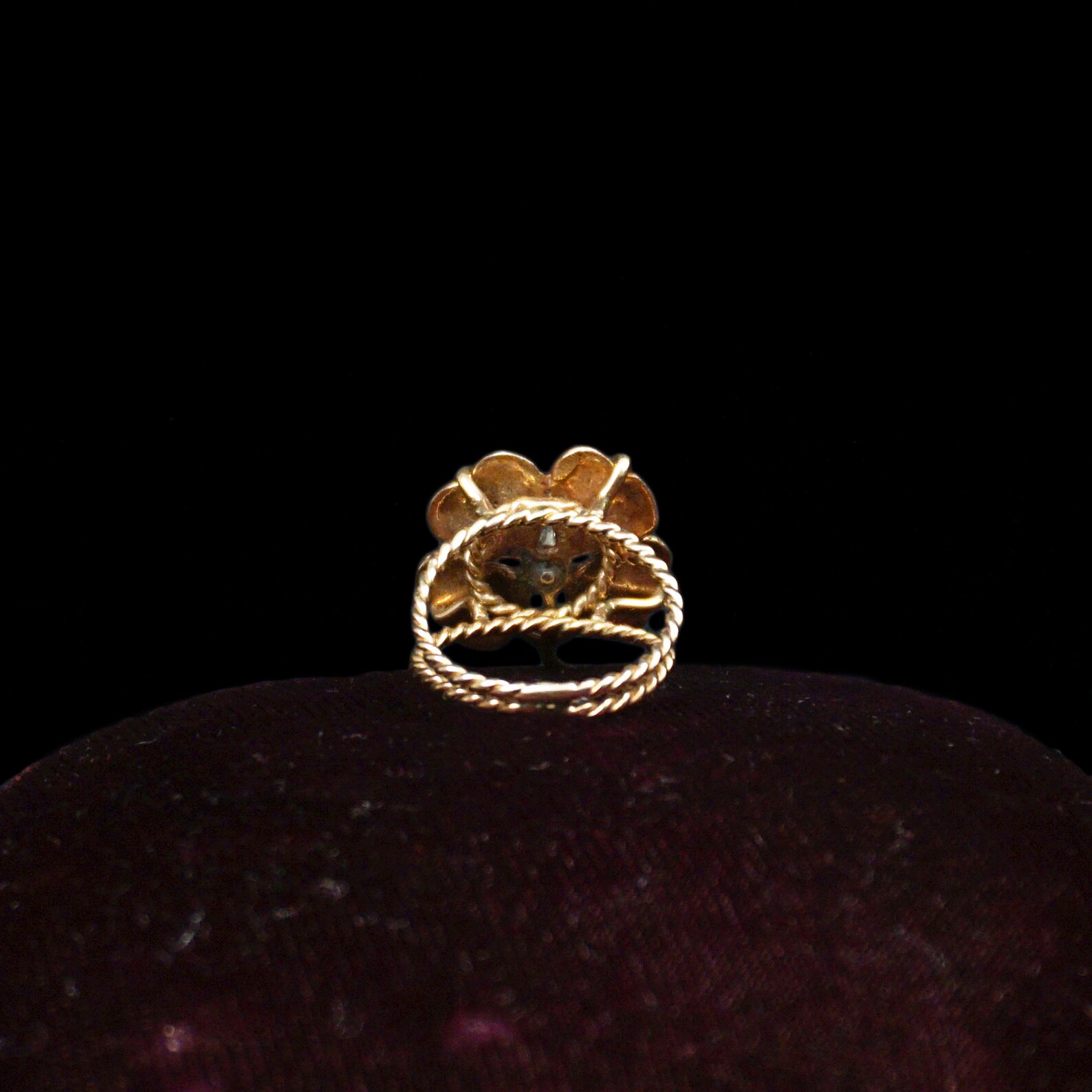 Antique Victorian Enamel Clover Ring - Size 5 - 14K Yellow Gold ...