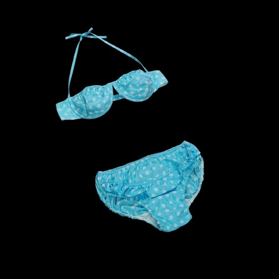 Vintage 1950's French Bikini - Swim Suit - Blue White… - Gem