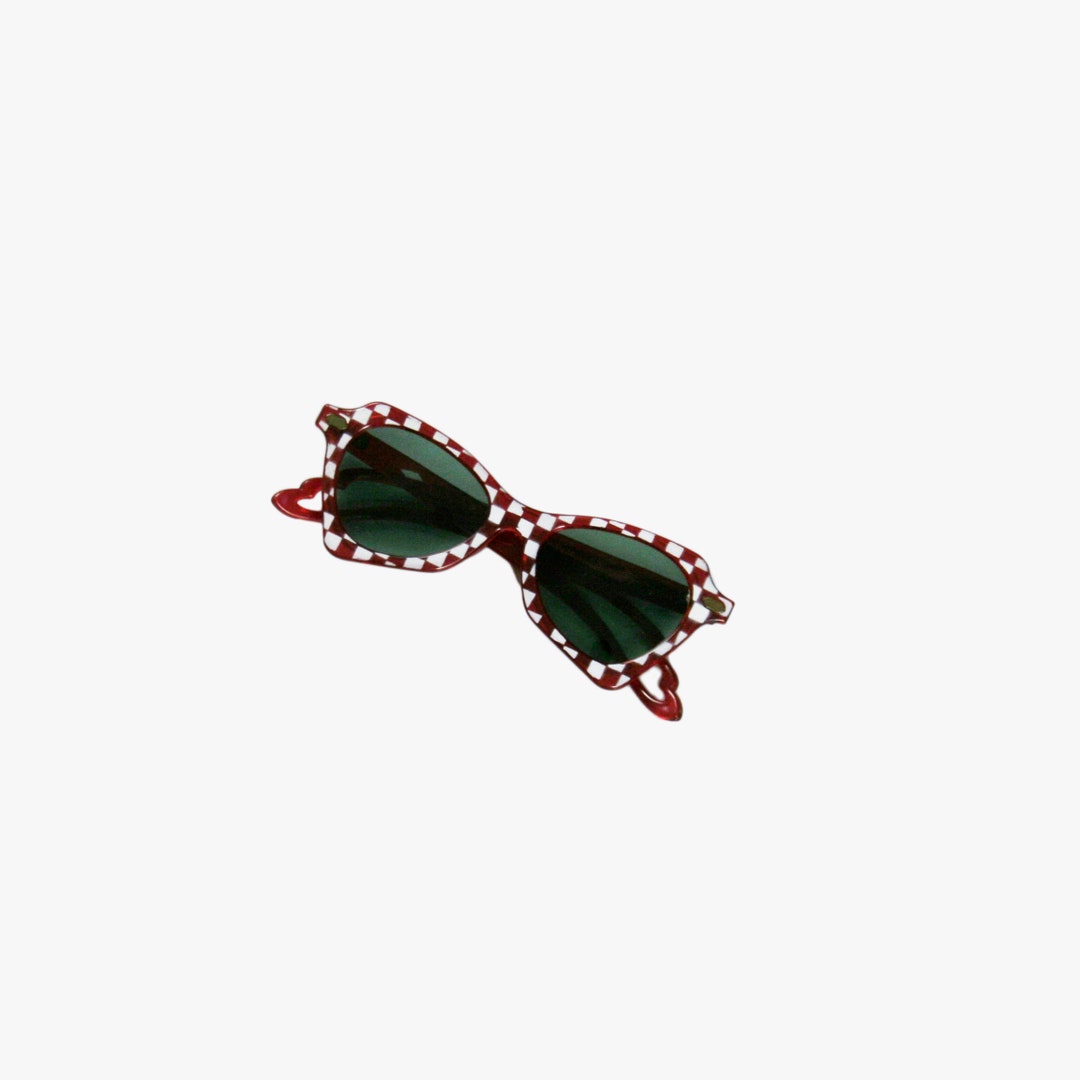Vintage 1950's Checker Sunglasses - White & Red - Statement - Party ...