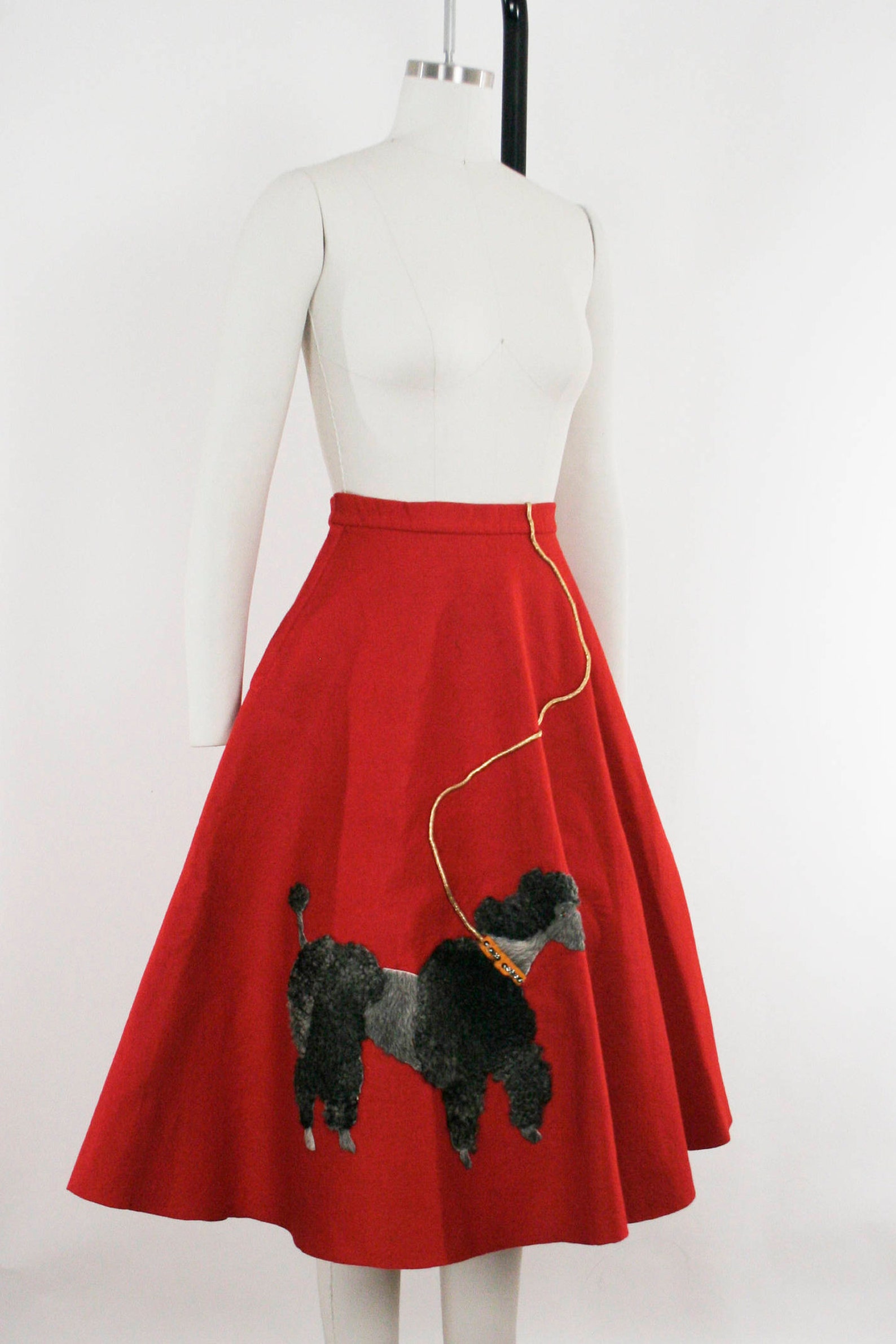 Vintage 1950s Felt Poodle Skirt Applique Cherry Red | Etsy