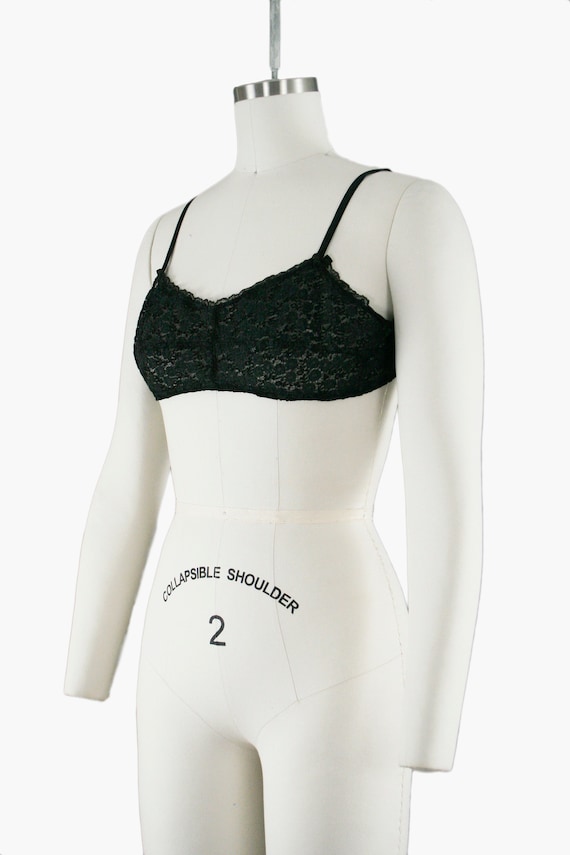 Vintage 1930s Bra - Black - Floral Lace - Mesh - Shee… - Gem