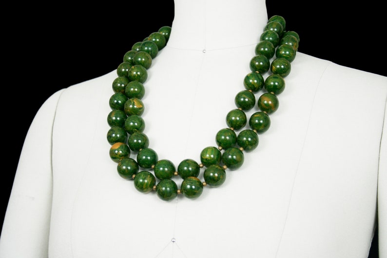 Vintage 1930's Marbleized Bakelite Necklace Green Yellow - Etsy