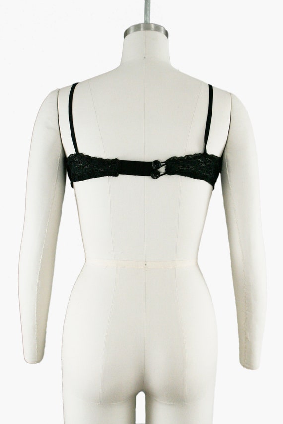 Vintage 1930s Bra - Black - Floral Lace - Mesh - Shee… - Gem