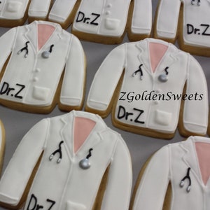 24 White Doctors Lab Coat Personalized Decorated Cookies, Medical ...