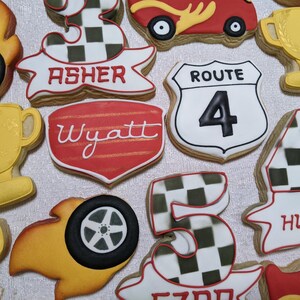 Race Car Theme Kids Birthday 24 Decorated Cookies, Race Car Driver ...