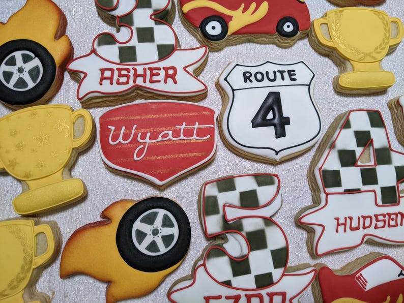 Race Car Theme Kids Birthday 24 Decorated Cookies, Race Car Driver ...