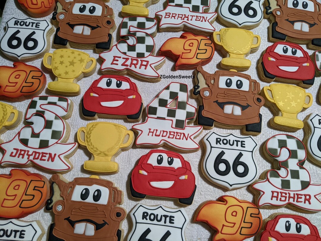 Racing Car Design Theme Personalized Birthday 24 Decorated Cookies ...