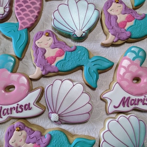 Little Mermaid Theme Birthday Girl 24 Decorated Cookies, Fourth Fifth ...
