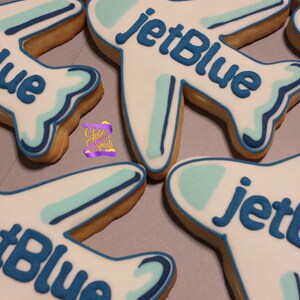 24 Airplane Customized Logo Sugar Cookies, Airlines Name Company Party ...