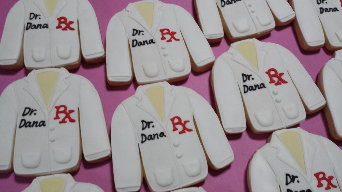 24 White Doctors Lab Coat Personalized Name Custom Cookies - Etsy