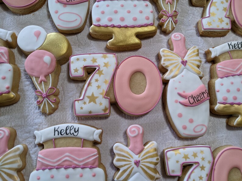 70th Birthday Party 24 Personalized Decorated Cookies - Etsy